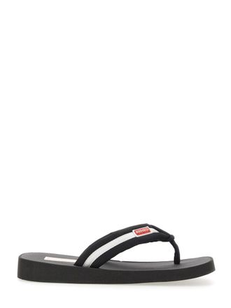 Kenzo Logo-Embroidered Nylon Slide Sandal - Black