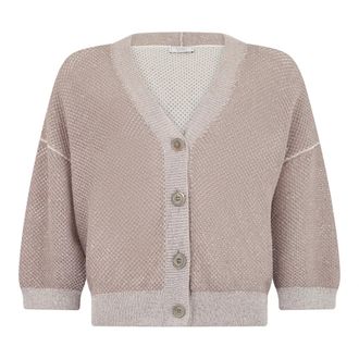 PESERICO Femme, Pulls, Gris, Taille: 40 FR Cardigan en Lin et Coton