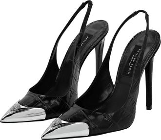 Philipp Plein Hohe Schuhe - Slingpumps Skull Mit Schmucksteinen - Gr. 36 (EU) - in Schwarz - für Damen