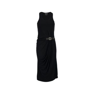 Tom Ford Femme, Robes, Noir, Taille: 38 FR Tank Top Dress with Leather Detail