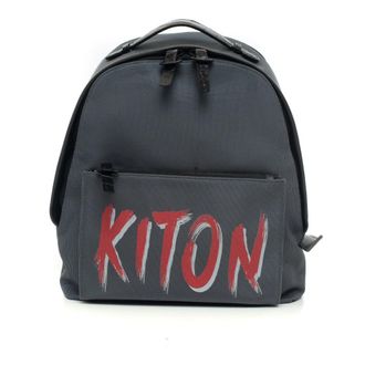 Kiton Maxi Logo Leder Cordura Rucksack - - Bags - Herren - Grau - ONE SIZE