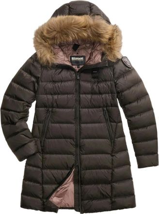 Blauer Kristin Lange Daunenjacke mit Pelz - - Coats - Damen - Braun - XS