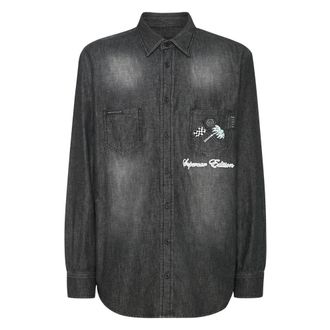 Philipp Plein Homme, Chemises, Gris, Taille: L Chemise en jean Cars Racing