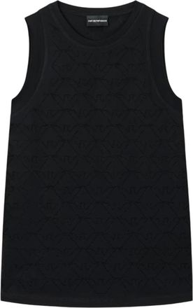 Emporio Armani Femme, Tops, Noir, Taille: 42 FR Mercerized Cotton Jersey Top