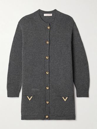Valentino Garavani Cardigan En Laine &Agrave; Ornements - Gris