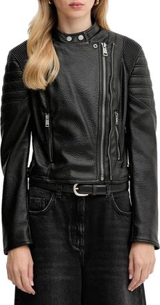 Guess Femme, Vestes, Noir, Taille: 42 FR Veste de motard avec fermetures éclair