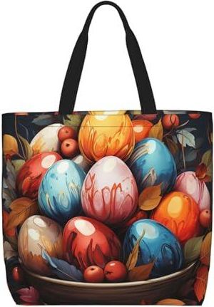 Generic Motif DOEuf De P&acirc;ques Sac Cabas Pliable Sacs De Courses L&eacute;ger Sac &Agrave; Bandouli&egrave;re Pour Quotidienne Gym Shopping