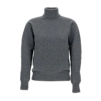 Drumohr Femme, Pulls, Gris, Taille: 40 FR Pull Gris à Col Roulé Côtelé