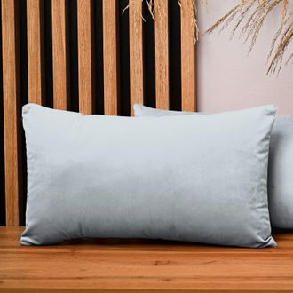 MG Design 2er Set Kissenbez&uuml;ge 40 x 80 cm in Hellgrau - mit Rei&szlig;verschluss, samtig-weich mit dezentem Schimmer, pflegeleicht & langlebig