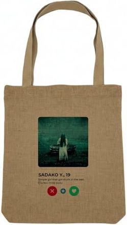 Fabulous Sac Shopping Tote Bag Aspect Lin - Sadako Yamamura R&eacute;seau Social Rencontre Manga Anime Comics - Sac de Courses Toile Epaisse 360g Beige Naturel Cabas 
