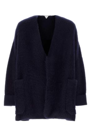 Bottega Veneta Stretch Wool Blend Cardigan - Navy