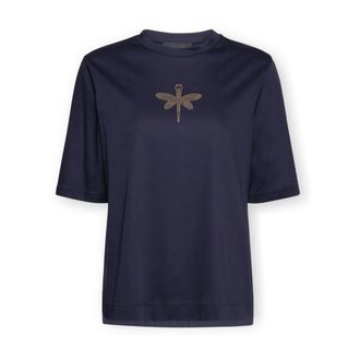 Elena Miro T-Shirt aus Baumwolle mit Libellen-Applikation - - Tops - Damen - Blau - 2XL