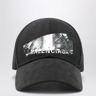 Balenciaga Schwarze Baseballkappe mit grafischem Logo-Patch