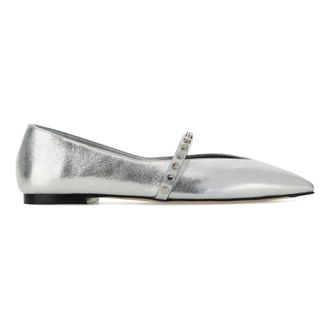 Alexander McQueen Silberne Metallic-Ballerinas mit Juwel - - Shoes - Damen - Grau - 37 1/2 EU