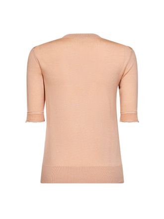 Chlo&eacute; Womens Short-Sleeved Virgin Wool Sweater - Tender Peach Pink