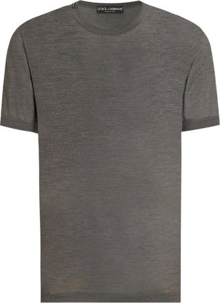 Dolce & Gabbana Homme, Tops, Gris, Taille: M T-shirt en soie