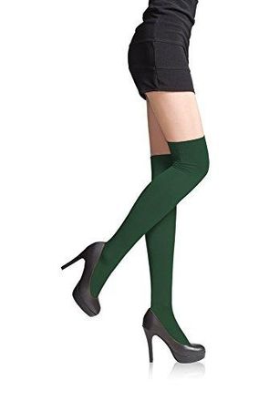 Romartex Chaussettes au-dessus du genou en microfibre, 60 deniers, vert fonc&eacute;, Einheitsgr&ouml;&szlig;e Gro&szlig;e Gr&ouml;&szlig;en