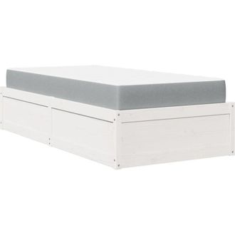 vidaXL Bett mit Matratze Wei&szlig; 90x190 cm Massivholz Kiefer Vidaxl