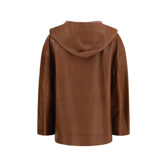 Max Mara Womens Brown Lamb Ovis Aries Leather Jacket Clothing