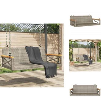 vidaXL H&auml;ngebank Grau 109x62x40 cm Poly Rattan - Gartenschaukel - Outdoor M&ouml;bel - Gartenbank - Lounge Chair - Relaxsessel