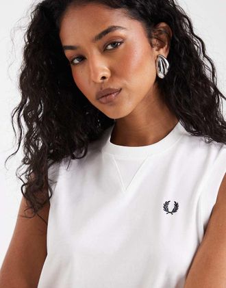Fred Perry Wei&szlig;es Tanktop aus aufgerautem Jersey