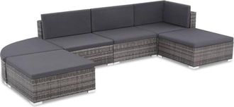 vidaXL Vidaxl - Salon de jardin 6 pcs avec coussins r&eacute;sine tress&eacute;e gris