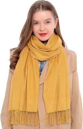 DonDon &Eacute;charpe femme hiver chaud et douce Ch&acirc;le Etole Foulard 185 x 65 cm - jaune