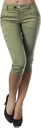 ORANDESIGNE Femme Capri Jean Pantacourt Taille Haute Femmes Capri Pantalon Jeans à Grandes Tailles C Vert XXL
