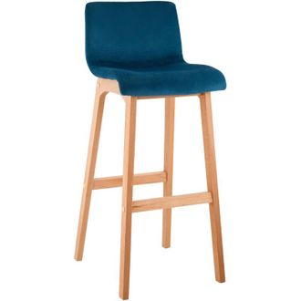 Clp Tabouret de bar Hover velours pi&egrave;tement 4 pieds Natura Bleu