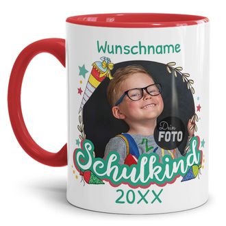 Tassendruck Personalisierbare Tasse zur Einschulung - Schulkind mit Foto, Name und Jahr personalisiert - personalisierte Geschenke zur Einschulung Jungen | 300ml,