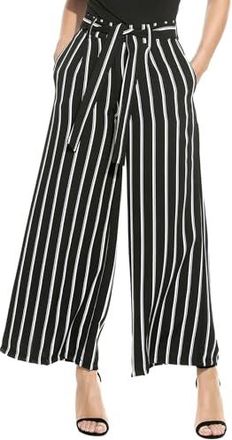 Zeagoo Pantalon large pour femme - Décontracté - Décontracté - Élégant - Taille haute - Couleur unie - Avec poches - Taille S à XXL, Rayures noires, XXL