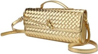 Generico Pochette tiss&eacute;e en cuir PU pour femme, sac &agrave; bandouli&egrave;re, sac de soir&eacute;e formel, mariage, f&ecirc;te, or