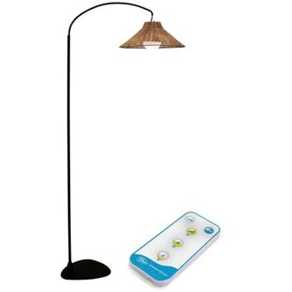 Licht-Erlebnisse Au&szlig;enleuchte mit led Modul Akku 168 cm 2-in-1 IP54 Seegras Metall 2700 k Fernbedienung Dimmer Stehlampe Wandlampe Garten Terrasse
