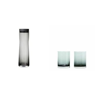Blomus SPLASH- Wasserkaraffe aus Rauchglas, rauch/dunkelgrau & 63914 MERA Trinkgl&auml;ser, Glas, Smoke, 2 St&uuml;ck (1er Pack)