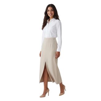 Emma & Gaia Rock in Sand-Cadie mit Schlitzen vorne und hinten - - Skirts - Damen - Beige - 3XL