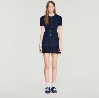 Sandro Robe courte en maille &agrave; volants