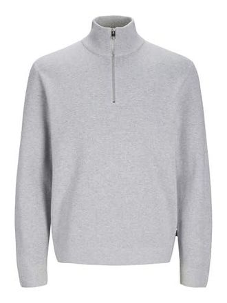 Jack & Jones Jprblamilano Stitch Knit Half Zip Sn Pull en Tricot, Gris Clair chiné, S Homme