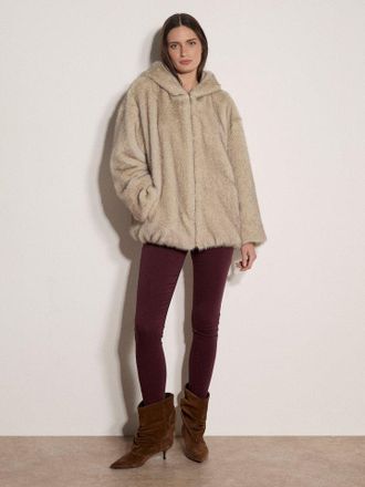 Apricot Kurzjacke Weiche Kunstfelljacke mit Kapuze