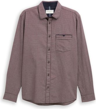 Tom Tailor Herren 1048431 Regular Fit Hemd mit Brusttasche, 38936-Red Navy Small Structure, L