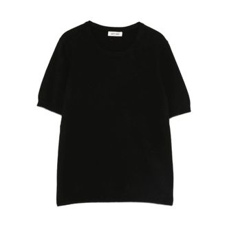 Soft Goat Rundhals Kurzarm T-Shirt - - Tops - Damen - Schwarzk - XS