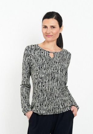 Seidel Moden Langarmshirt mit grafischem Muster und Cut-Out - MADE IN GERMANY