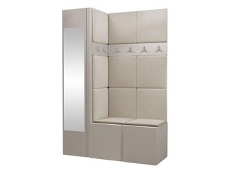 Mirjan24 Garderoben-Set Monati X, Kleiderschrank mit Spiegel, Schuhschrank + 2X Kleiderhakenbrett Gepolstertes Paneel/Wandpaneel, 6 Doppelhaken Flurgarderobe, 