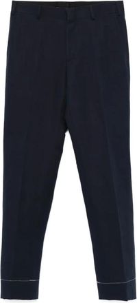 Brioni Homme, Pantalons, Bleu, Taille: 3XL Pantalon en Lin et Coton Bleu avec Poches