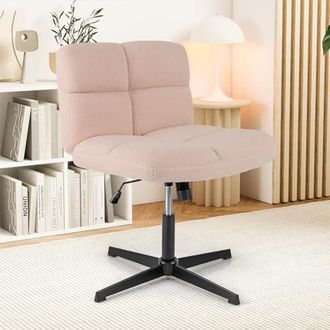 Costway GIANTEX Chaise de Coiffeuse Rembourr&eacute;e, Fonction Basculante, Si&egrave;ge en Forme de U, Base Large en M&eacute;tal, Chaise Pivotante &agrave; 360&deg;, sans Accoudoirs, Capac