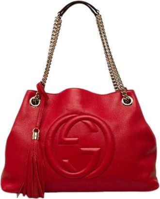 Gucci Pre-owned Soho Leather Chain Shoulder Tote Bag - Femme - Pre-owned - Rouge - Taille: ONE Size