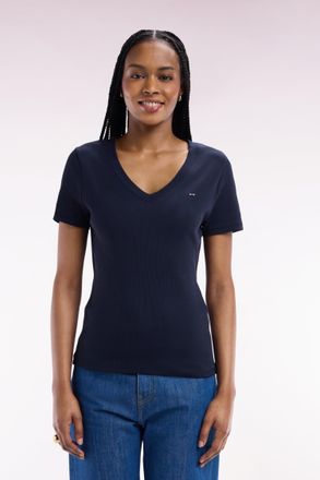 Eden Park T-shirt En Coton Pima C&ocirc;tel&eacute; Marine Coupe Ajust&eacute;e