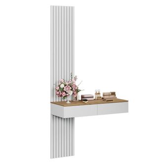 Vicco Schminktisch Melina, Wei&szlig;/Eiche, 100 cm mit 2 Schubladen