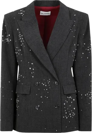 Des_Phemmes DES Phemmes - Blazer Double Boutonnage Orn&eacute; - Femme - Vestes - Gris - Taille: 36 FR