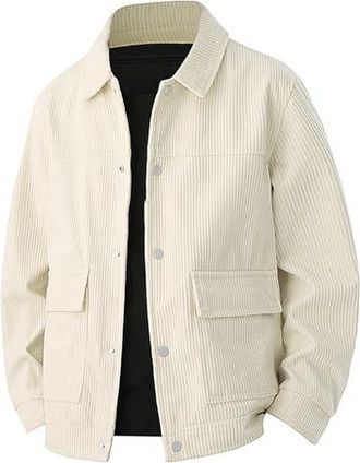 Generic Veste l&eacute;g&egrave;re en velours c&ocirc;tel&eacute; pour homme - Veste d&eacute;contract&eacute;e pour le printemps et lautomne - Veste d&eacute;contract&eacute;e &agrave; manches longues - Avec boutonni&egrave;re