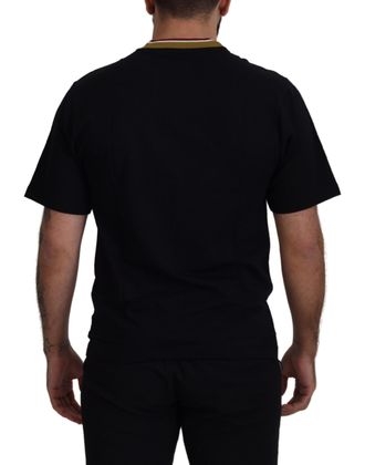 Dolce & Gabbana Mens Black Cotton Embroidered Crewneck T-Shirt